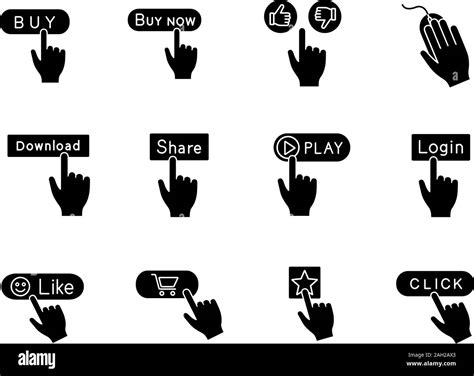 App Buttons Glyph Icons Set Click Social Media Interface Webpage