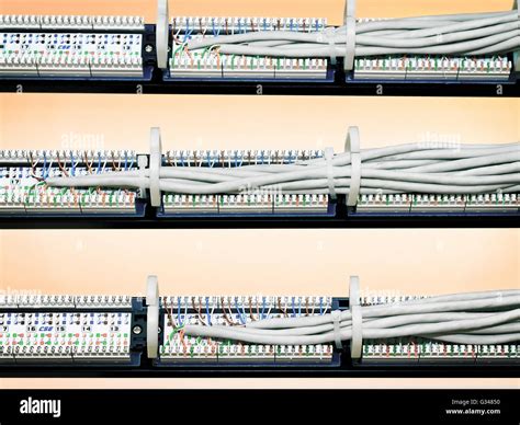 Rear View Of A Patch Panel With Wires Stock Photo Alamy