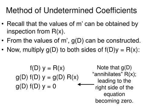 Ppt The Method Of Undetermined Coefficients Muc Powerpoint Presentation Id 3405300