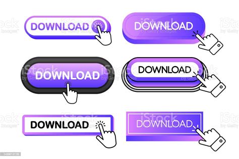 다른 평면 스타일에서 벡터 보라색 버튼 컬렉션을 다운로드합니다 흰색 배경에 격리된 다운로드 아이콘입니다 벡터 그림입니다 에 대한 스톡 벡터 아트 및 기타 이미지