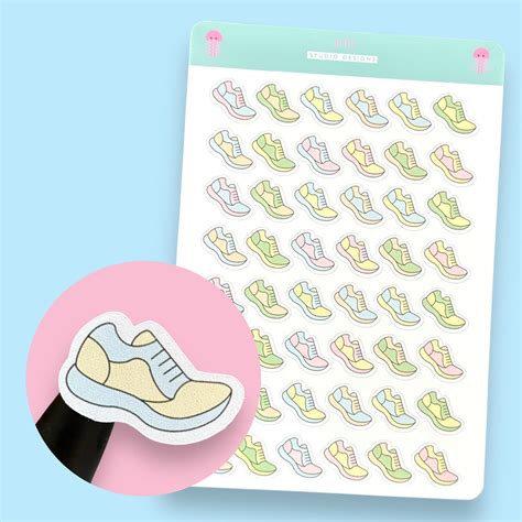 Daily Fitness Habit Tracker Planner Sticker Sheet Pastel Step Count