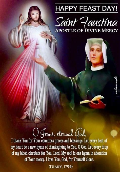 Feast Of Saint Maria Faustina Kowalska Apostle Of Divine Mercy 5th
