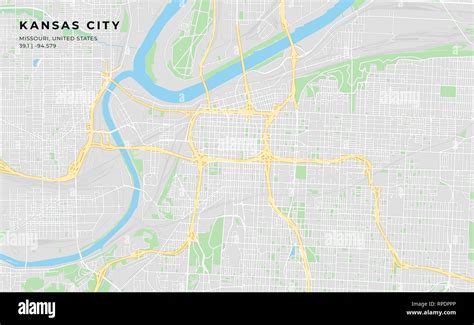 Printable Streetmap Of Kansas City Including Highways Major Roads