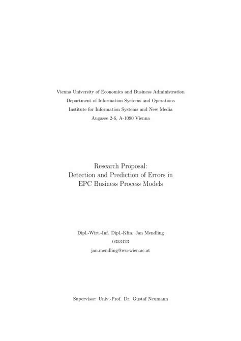 Pdf Research Proposal Detection And Prediction Of Errors In