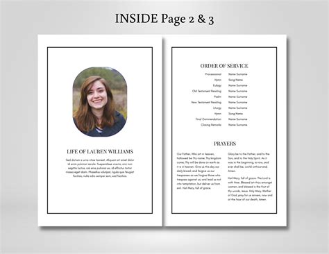 Catholic Funeral Program Template 4 Page Booklet Format Editable In