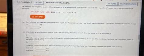 Solved The Method Of Tree Trig Dating Gave The Following