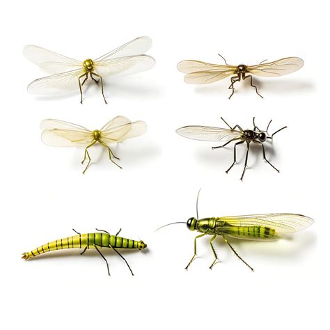 Premium Ai Image Type Of Insects Mosquito Grasshopper Bee Caterpillar On White Background Iso