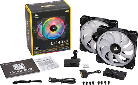 Corsair LL140 RGB 140mm Dual Light Loop RGB LED PWM Fan 2 Fan Pack With Lighting Node PRO CO