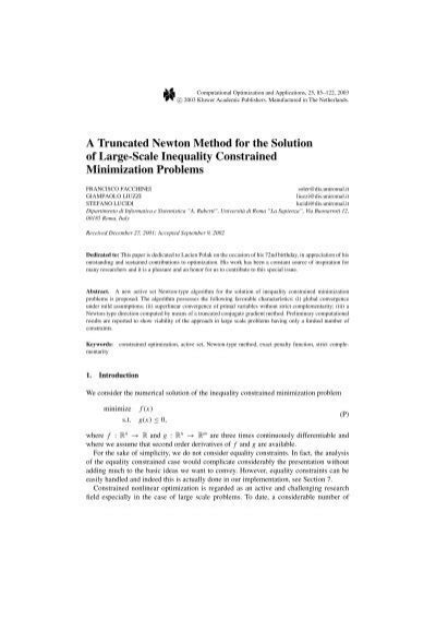 A Truncated Newton Method For The Solution Of Large Scale