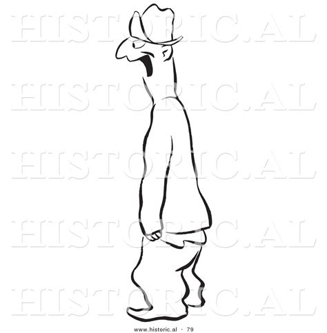 Historical Vector Illustration Of A Man With A Big Gaping Smile Black And White Version By