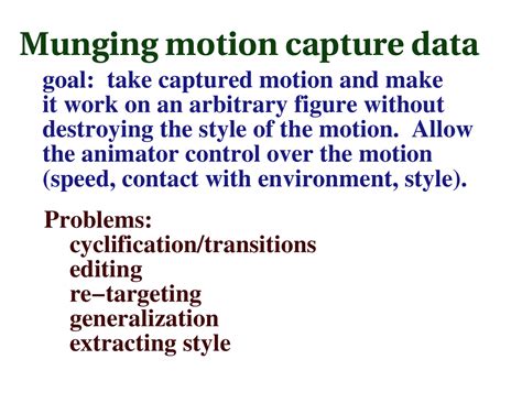 Munging Motion Capture Data In Computer Animation Cs 7496 Docsity
