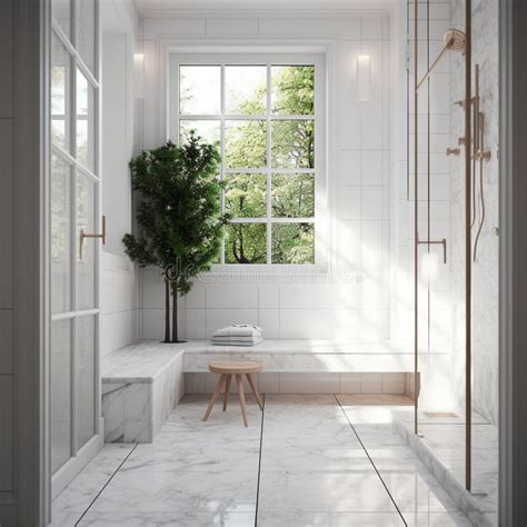 Marble Vanity Counter Shower Bench Stock Illustration Illustration