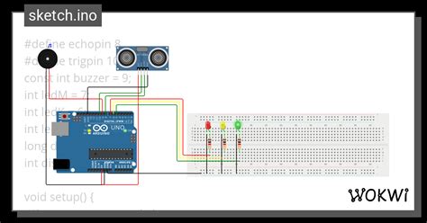 Sensor Ultrasonic Dan Buzzer Wokwi ESP32 STM32 Arduino Simulator