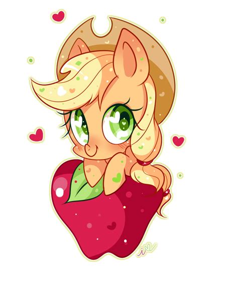 1114981 Safe Artistipun Applejack G4 Apple Chibi Female Food