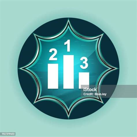 연단 아이콘 마법의 유리 선 버스트 블루 버튼 하늘 파란색 배경 1위에 대한 스톡 벡터 아트 및 기타 이미지 1위 강단 개념 Istock