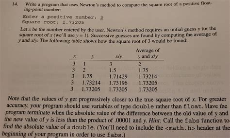 Solved 14 Write A Program That Uses Newtons Method To