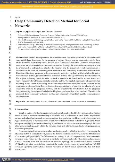 Pdf Deep Community Detection Method For Social Networks