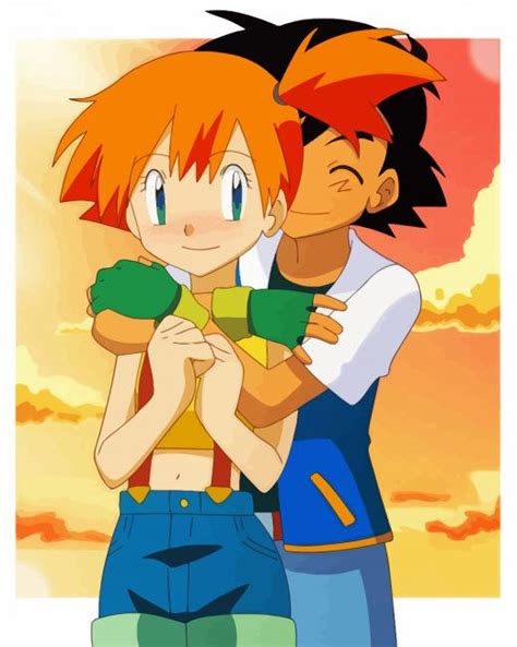 Pokémon Misty And Ash Hug Paint By Numbers Painting By Numbers