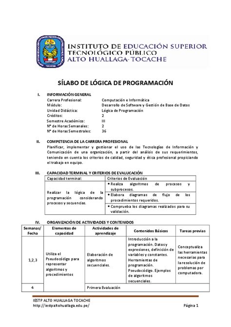 Doc Silabo De Logica De Programacion