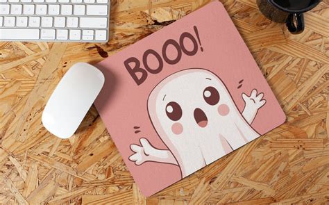 Ghost Mouse Pad Cute Ghost Boo The Ghost Funny Ghost Mousepad Halloween Mouse Pad Aesthetic