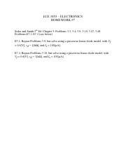 Homework 7 Solutions 1 Pdf ECE 3455 ELECTRONICS HOMEWORK 7 Sedra And Smith 5th Ed Chapter