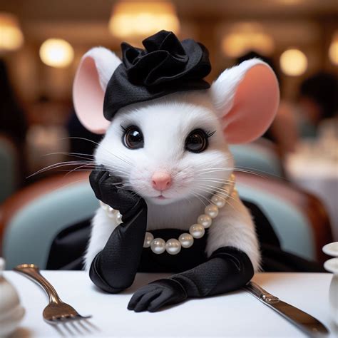 Whimsical Rat Art Mouse With Makeup Cute Rats With Bows Fancy Rat Cute