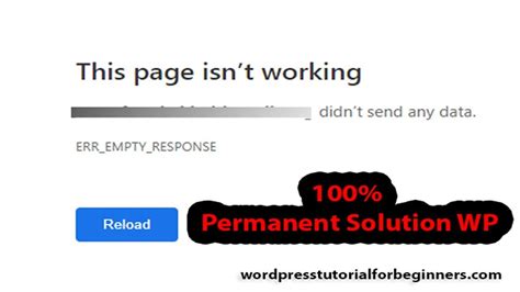 How To Fix Page Isn T Working I ERR EMPTY RESPONSE I WordPress Page Doesn T Work YouTube