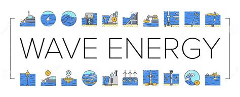Wave Energy Power Tidal Icons Set Vector Stock Vector Illustration Of