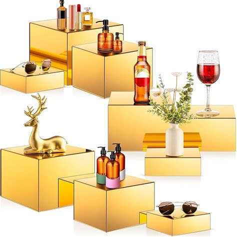 Suzile 9 Pcs Acrylic Buffet Risers Display Box Cube 5 Sided