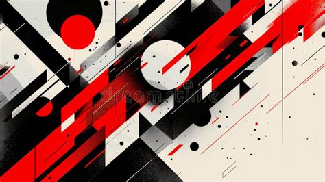 Dynamic Red And Black Abstract Art Featuring Geometric Shapes And Bold Lines Stock Illustration