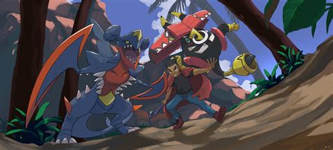 Download Mega Garchomp And Friends Wallpaper