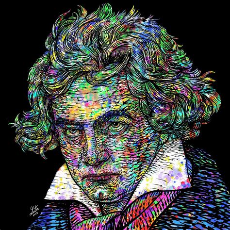 Ludwig Van Beethoven Ink And Watercolor Portrait Poster Various