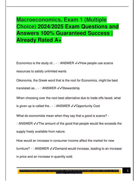 Macroeconomics, Exam 1 (Multiple Choice) 2024/2025 Exam Questions and Answers 100% Guaranteed ...