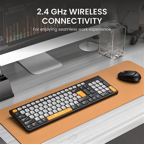 Portronics Key7 Combo Wireless Keyboard And Mouse Grey Orange Thevaluestore