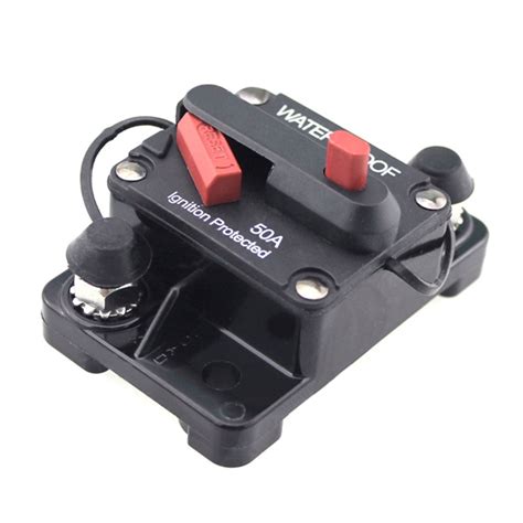 50A Car Boat RV Ignition Protected Switch Manual Reset Circuit Breaker Resettable Fuse Holder