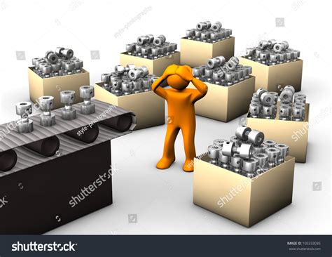 Orange Cartoon Assembly Line Boxes On Stock Illustration 105333035 Shutterstock