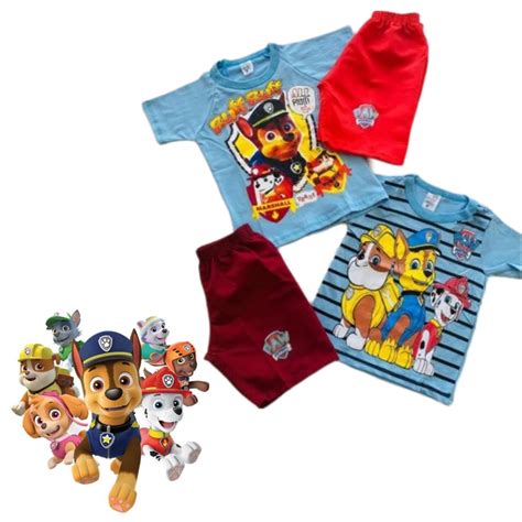 Conjunto De Bermuda E Camiseta Infantil Patrulha Canina Roupas De