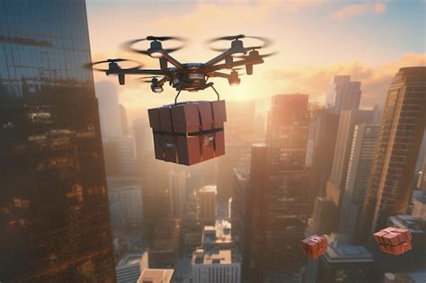 Premium Photo Autonomous Delivery Drones Transporting Packages