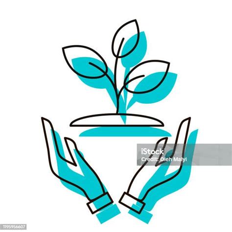 새싹과 손 생태 포스터 대기 오염의 문제 디자인 요소입니다 벡터 그림입니다 흰색 배경에 그림자가 있는 아이콘입니다 벡터에 대한