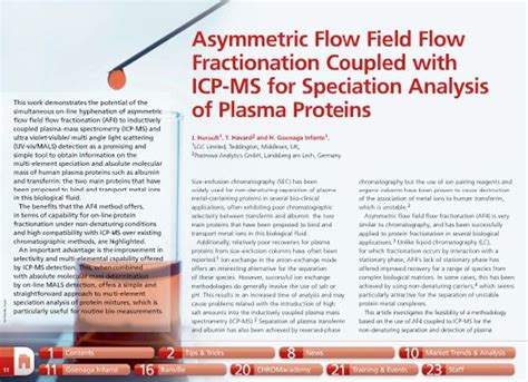Asymmetric Flow Field Flow Fractionation Coupled With Icp Ms For Speciation Analysis Of Plasma