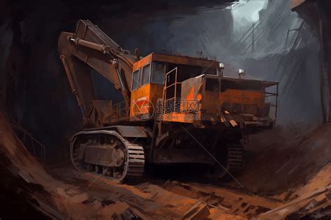 采矿挖掘机插画图片下载 正版图片600046302 摄图网