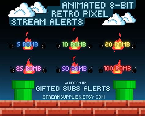 animated twitch alerts 8bit stream alerts retro twitch alerts etsy