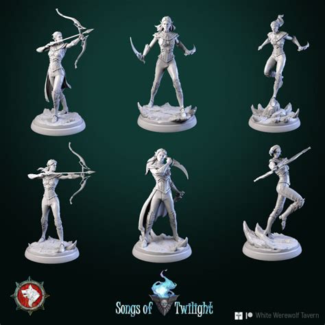 3d Printable Drow Assassins Females Set 6 Miniatures By White Werewolf Tavern