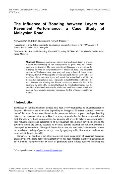 Pdf The Influence Of Bonding Between Layers On Pavement Performance