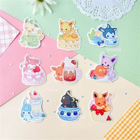 Kawaii Cute Pokemon Stickers Cute Eevee Eeveelution Stickers Etsy