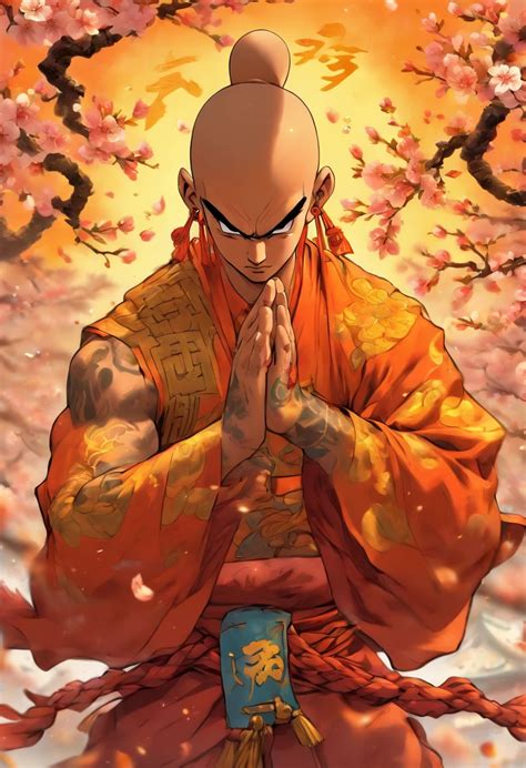 A Brave And Powerful Shaolin Monk Warrior Bald Head Blue Eyes