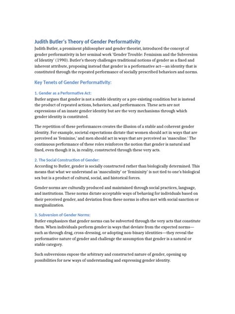 Judith Butler Gender Performativity Theory Pdf