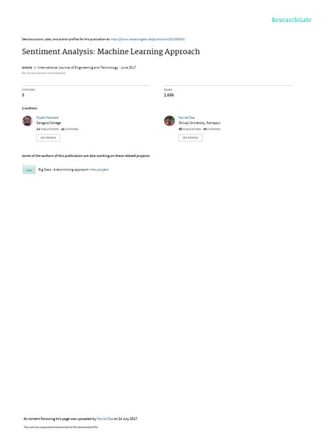Sentiment Analysis Machine Learning Pdf Computing Information Science