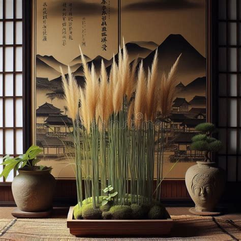 Japanese Rush Grass Ornamental Grass With Slender Green Folige Stock Illustration Illustration
