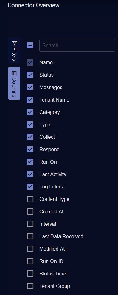 Working With The Connectors Table